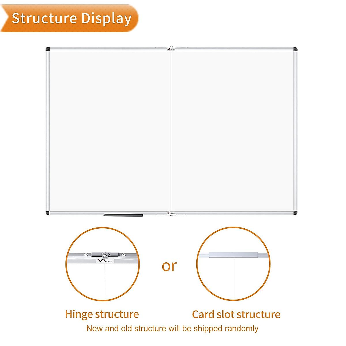 VIZ-PRO Large Dry Erase White Board/Magnetic Foldable Whiteboard, 96 X 48 Inches, Silver Aluminium Frame