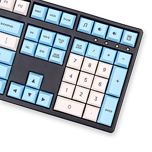 108 Keys PBT Keycap XDA Profile DYE-SUB Personalized Blue and White Keycaps Compatible with Filco/Ducky/Ikbc for Mechanical Gaming Keyboard