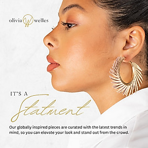 Olivia Welles Willow Chunky Gold Hoop Earrings, Colorful Fringe Spiral Womens Hoop Earrings Fashion Jewelry for Any Event (Gold)