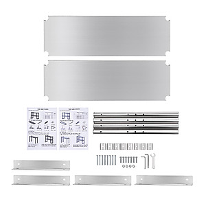 YIYIONCE 2-Layers Stainless Steel Shelving 12x36x23.62 Inch Storage Shelf Heavy Duty Storage Shelving Unit with 176 LBS Load Floor Standing Open Shelving for Kitchen Bar 2"Height Adjustable | US STOCK