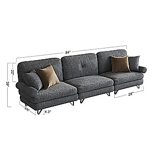 HOMERILLA Sectional Sofa, Modular Sofa, Modern Loveseat Living Room Seater Sofa with Armrest, Sleeper Bed Couch, Easy to Clean Sofa, L-Shape Sofa, 3-Seat Sofa, Dark Grey