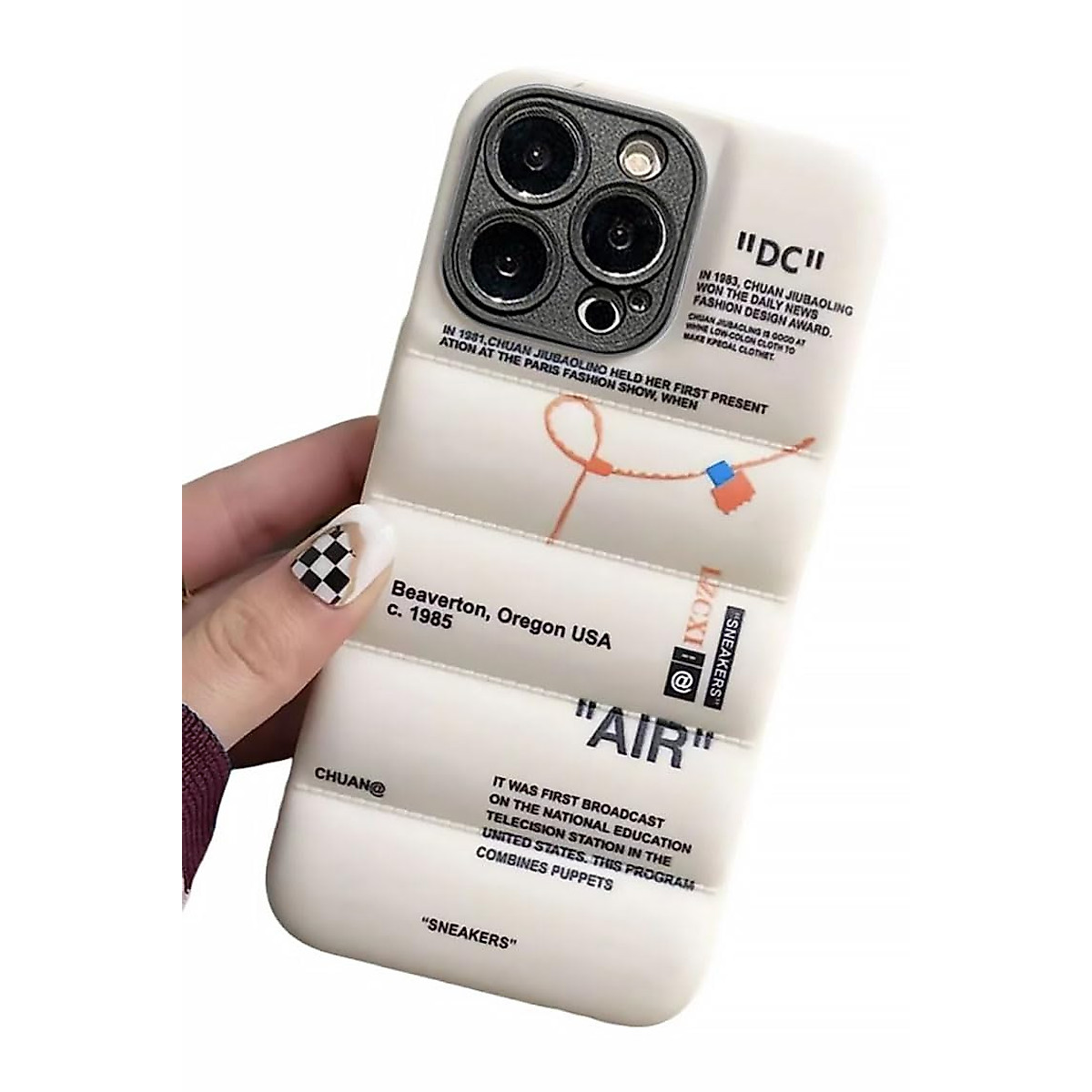 IAIYOXI Puffer Case with Sports Shoes Brand Design for iPhone 13 Pro Max,Sneakers Ins White or Black Label Soft Cover-White Puffy Cover for iPhone 14 13 12 11 Pro Max Plus X XS XR 7 8 (White)