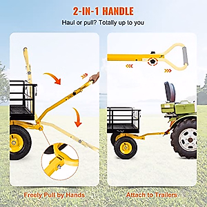 VEVOR Steel Garden Cart, Heavy Duty 1200 lbs Capacity, with Removable Mesh Sides to Convert into Flatbed, Utility Metal Wagon with 2-in-1 Handle and 13 in Tires, Perfect for Garden, Farm, Yard