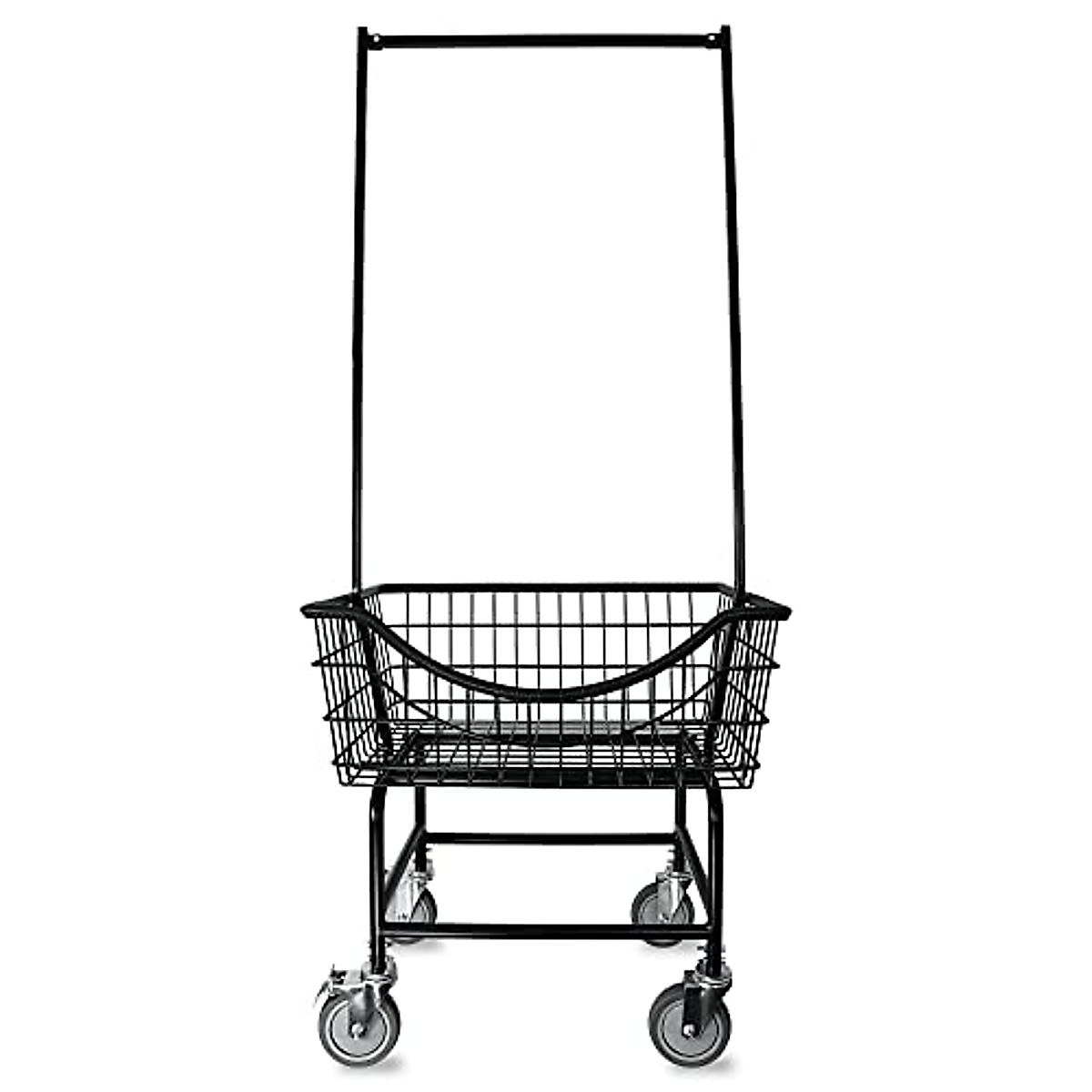 LVP Big Brother Commercial Laundry Cart with Dual Pole Rack 3.25 Bushels (Matte Black Vinyl Anti Rust Coating)