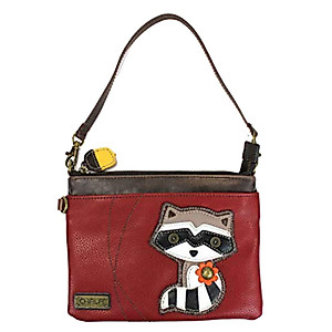 Chala Mini Crossbody Handbag, Multi Zipper, Pu Leather, Small Shoulder Purse Adjustable Strap (Burgundy)