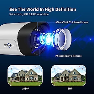 Hiseeu 2K Security Camera Wireless Outdoor, 2-Way Audio, 3MP Surveillance Cameras, IP66 Waterproof, 2.4Ghz Only, Motion Detection, IR Night, SD Storage, Compatible WiFi System, Work with Alexa