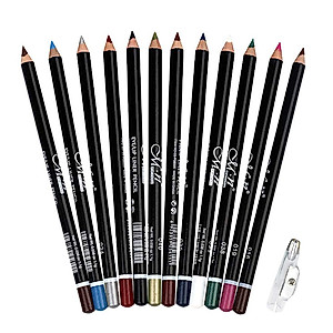 DC-BEAUTIFUL 12Pcs Lot Set 12 Colors Eyeliner Pencil Waterproof Eyebrow Pencil Cosmetics with a Pencil Sharpener