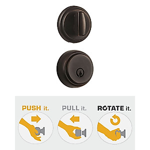 BRINKS - Amberhall Push Pull Rotate Keyed Deadbolt, Tuscan Bronze - Built for Rigorous Residential Protection, ANSI Grade 2 Security