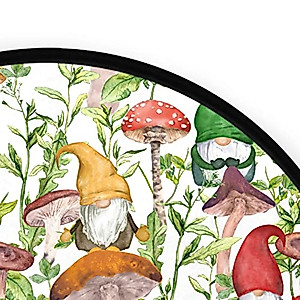 Mushrooms Gnomes Fanmily Round Area Rug, Non Slip Indoor Throw Area Rug, Washable Circle Carpet Floor Mat for Living Room,Door Mat Entryway,Bedroom,Sofa,3 Ft