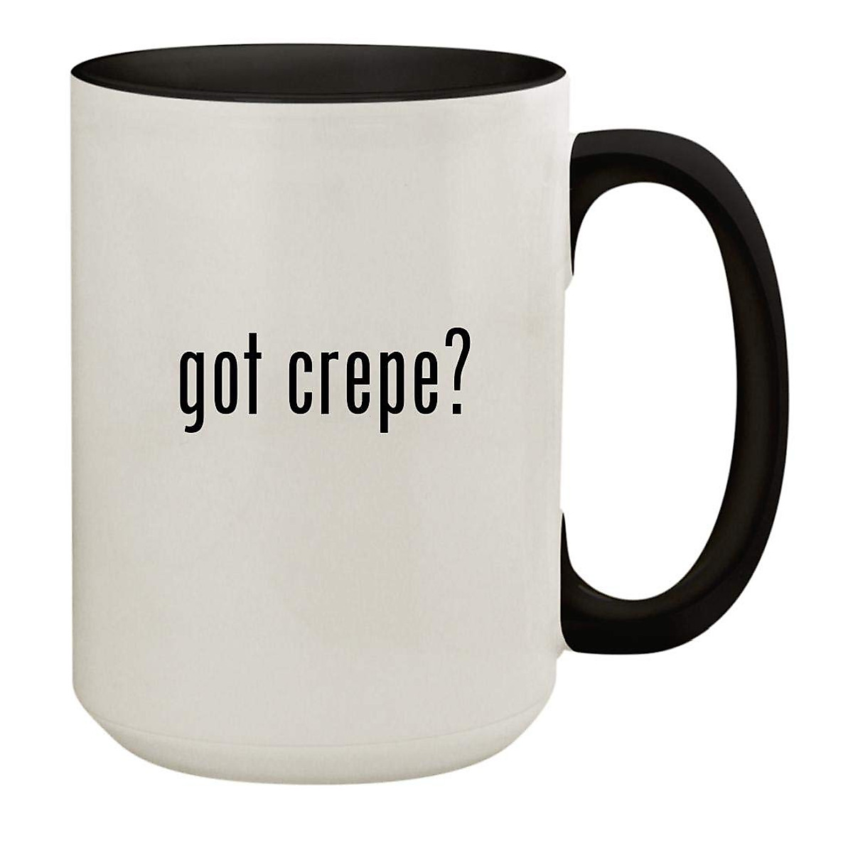 Knick Knack Gifts got crepe? - 15oz Ceramic Colored Inside & Handle Coffee Mug Cup, Black
