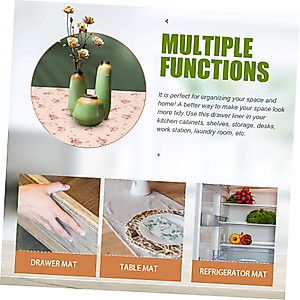 DOITOOL 2 Rolls Waterproof Shelf Liners Kitchen Drawer Mats Anti- Oil Rose Strawberry Printed Cupboard Pad Refrigerator Liners Table Place Mat for Kitchen Cabinet