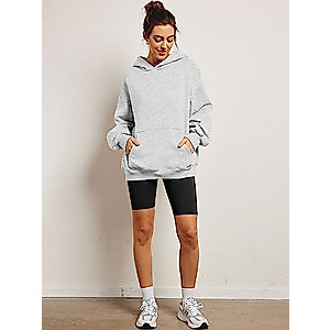 Trendy Queen Womens Pullover Sweatshirts Cute Oversized Y2k Fall Airport Outfits 2023 Hoodies Fleece Long Sleeve Shirts Loose Casual Pullover Fashion Grey