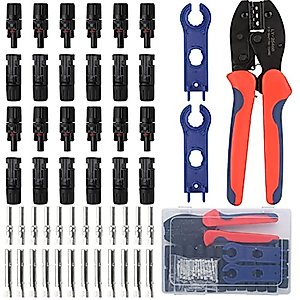 YXGOOD Solar Crimping Tool for Solar Panel Cable with 12 Pairs Solar Connectors, 1PCS Solar Crimper, 2 PCS Spanner Wrench, Crimper Tool for 2.5/4/6mm² Solar PV Wire