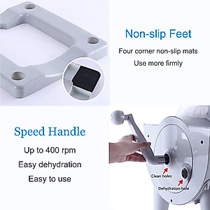 LAOLI Manual Portable Turbo Washing Machine Spin Dryer, Hand Cranked Turbine Washer Non-Electric Travel Laundry Washer Spin Dryer Combo for Camping Apartments Dorms RV Business Trip (White)