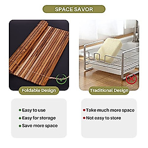 HTB Teak Kitchen Dish Drying Rack & Sponge Holder