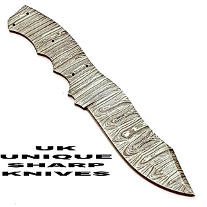 UK UNIQUE SHARP KNIVES Damascus Steel Full Tang Tracker Blank Blade BB-0005 Custom Handmade for Knife Making