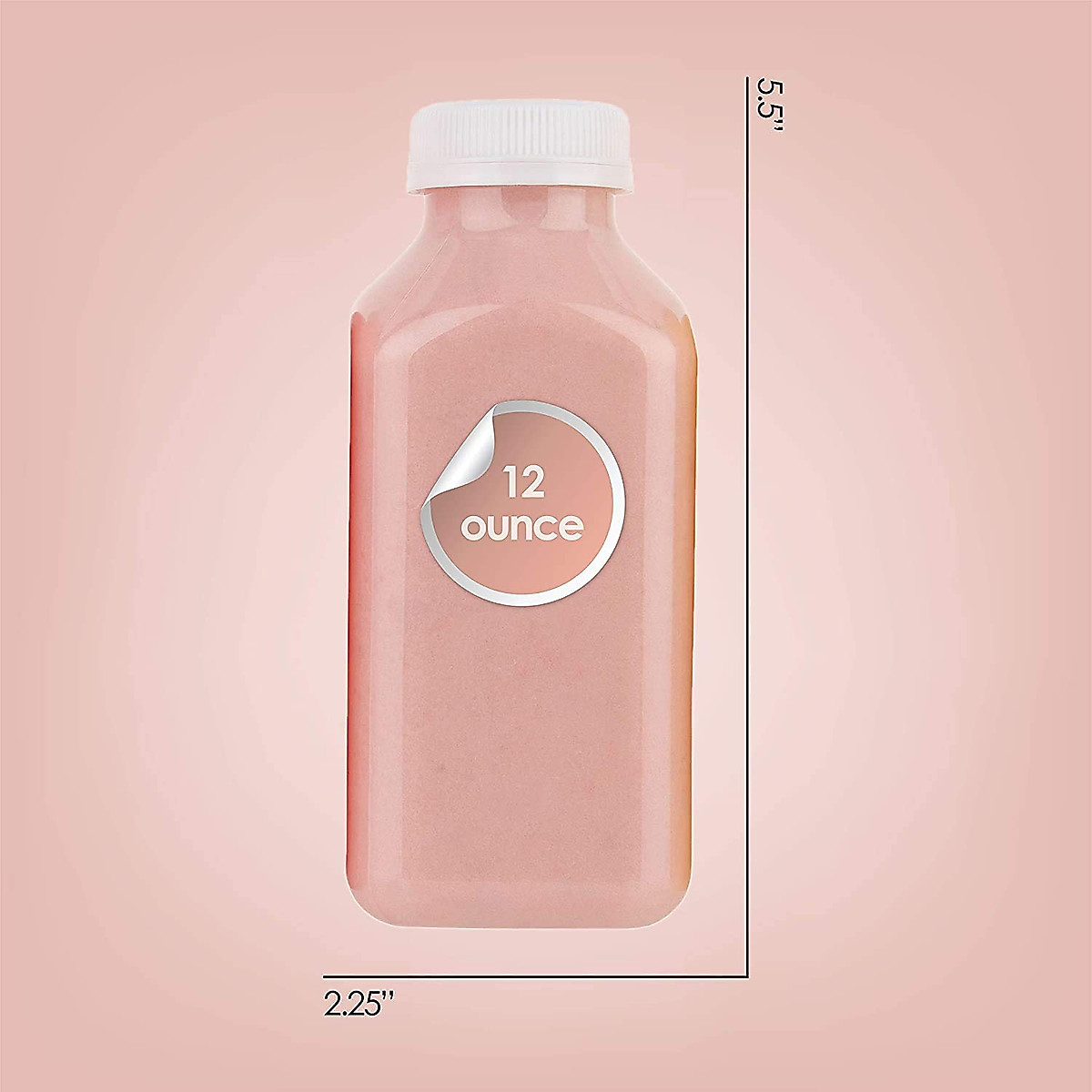 Disposable Juice Container with Caps, 12 Oz Reusable, Clear & Empty Smoothie Bottle For Grab & Go Drink & Juicing Journey, 12 Pack BPA-Free Plastic Water Bottles, Handy, Leak-Proof Beverage Containers