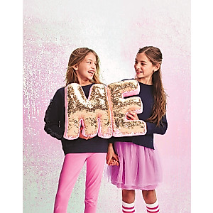 iscream Lettermania J Initial 15" Reversible Sequin Soft Fleece Back Pillow