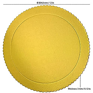 ZEONHAK 20 Pack 12 Inches Cake Boards, Round Cake Circles, Cake Base, Food Grade Gold Laminating Greaseproof Disposable Reusable Cardboard Cake Drum Pizza Tart Tray