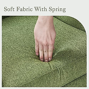 LUE BONA Avocado Green Linen Accent Chair 18.5" H, Button Tufted Armchair, Comfy Living Room Chair with Arms, Upholstered Modern Arm Chairs for Bedroom, Living Room