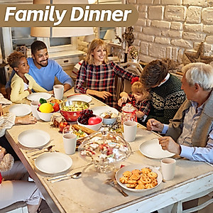 32 Pcs Wheat Straw Dinnerware Sets for 8 Kitchen Reusable Dinner Plates, Reliable Cereal Bowls, Lightweight Children Cups Kids Tableware Set Dishwasher Safe for Camping Party Picnic Event (Beige)