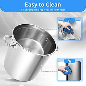 FXEIPOL 35L 9.25Gal Stainless Steel Cookware Stockpot 30 Quart Stock Pot Stainless Steel Large Kitchen Soup Big Cooking Restaurant Stockpot with Handles, Commercial Grade Stock Pot for Restaurant