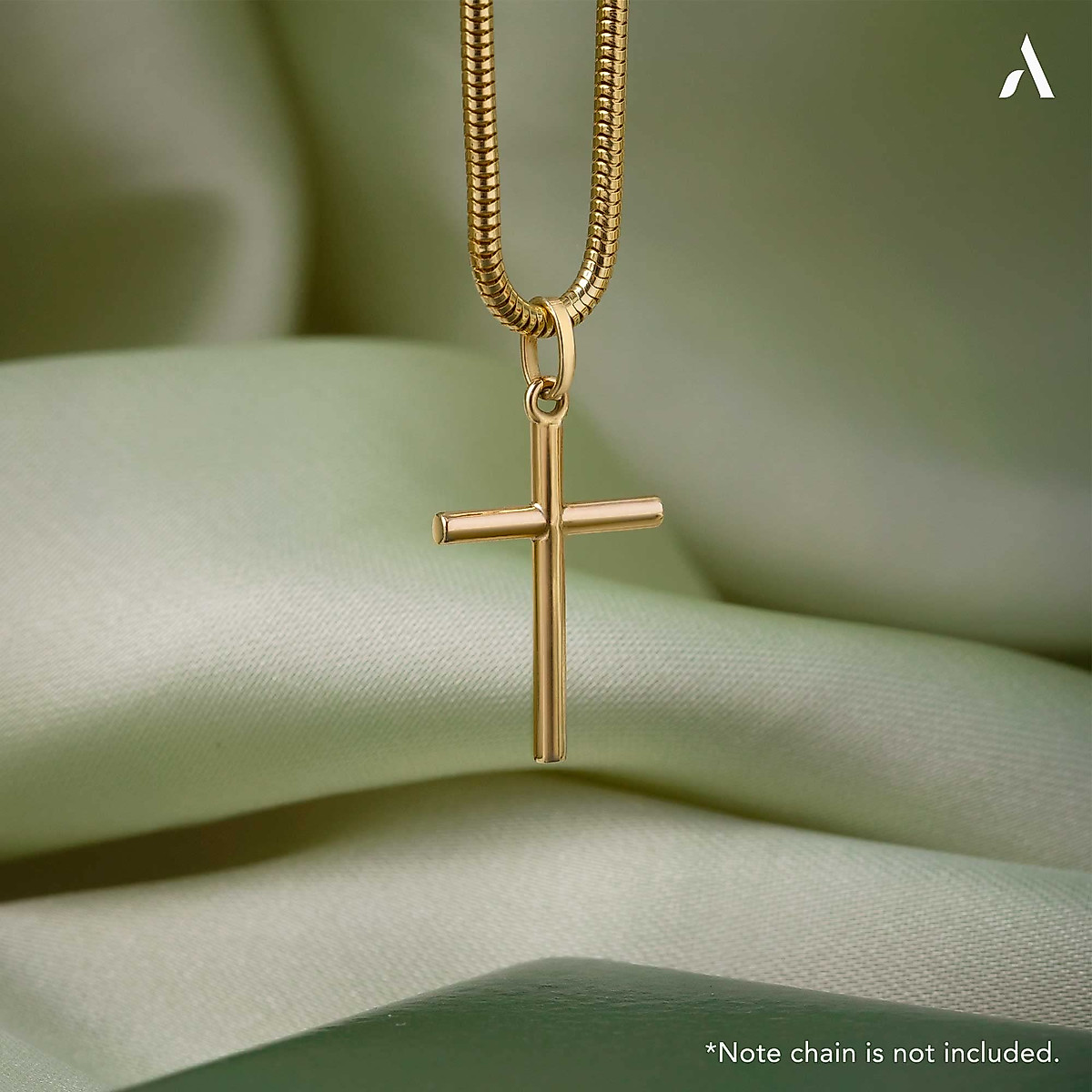 Amberta Allure Unisex 9ct Yellow Gold Cross Pendant: Small Cylindrical Cross Pendant