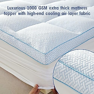 SOULOOOE Twin Mattress Topper, Cooling Pillow Top Mattress Pad Cover, 900G Down Alternative Overfilled Extra Thick Mattress Protector with 8-21 Inch Deep Pocket(39''x75'')