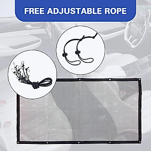 gunhunt Pack-1 Car Pet Protection Net, Car Divider Net, Pet Net Barrier, Backseat Safety Guardrail, Obstacle Isolation Net, Car Interior Products, for Most Cars, Trucks and Vans (Black)