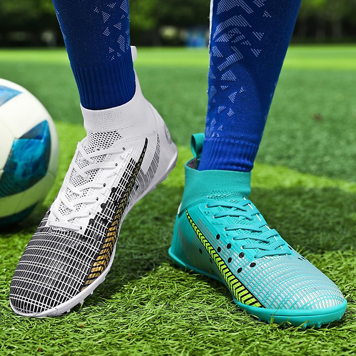 MEBAMY Comfortable Turf Soccer Cleats Athletic Football Shoes AG/TF Ground Boots Breathable Shoe Trainer Soccer Shoe