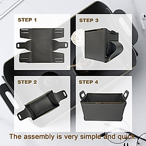 Decorative Faux Leather Basket,Small Catchall Basket for Entryway Bedside Dresser End table,Collapsible Rectangle Tray Organizer Box,Set of 2,Brown