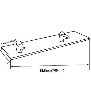 XVL 15.5-Inch Bathroom Glass Shelf, Chrome GS3004B-L