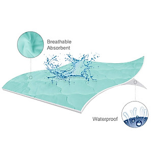 2 Pack Pack and Play Mattress Protector Sheets Fitted Waterproof Playard Mattress Pad Cover, Compatible with Graco Pack n Play & Dream On Me & Pamo Babe, Playpen/Playard Sheet, Pink&Aqua, 39" x 27"