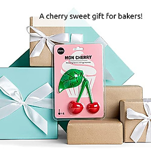 OTOTO Mon Cherry Measuring Spoons & Egg Separator- Valentines Gift for Her, Valentines Gifts- Measuring Spoon Set For Baking- BPA-free & Dishwasher Safe Teaspoon Set, Dry & Liquid Ingredients (4 pc)