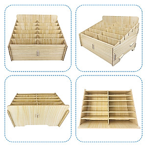 Hejall Wooden Desktop Storage Box Mobile Phone Management Storage Box Creative Desktop Office Meeting Finishing Grid Multi Cell Phone Rack Display (12 grids)