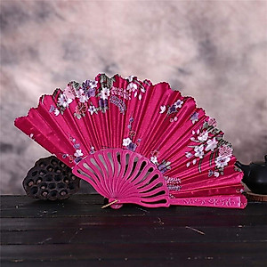 HRANG Hand Fan Folding Fan,Hand-held Fan,Wedding Folding Fan Chinese Style Dance Wedding Party Lace Silk Folding Hand Flower Fan Fans Hand Paper Folding Props Vintage Style