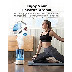 Pelonis Warm and Cool Mist Humidifiers for Bedroom Large Room Home and Baby | Ultrasonic Cool and Warm Mist Humidifier for Plants | Essential Oil Diffuser|4L Tank| Night Light| White