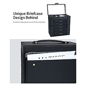 V-LAFUY Large Jewelry Organizer Box Black Jewelry Box, Large Jewelry Organizers Jewelry Boxes for Women to Storage Earrings Rings Necklaces Bracelets, Best Gift for Valentine's Day, Black