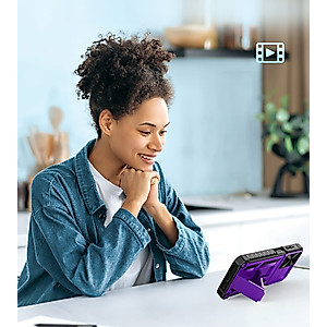 FNTCASE Case for Samsung Galaxy A14-5G: Military Grade Drop Proof Protection Rugged Protective A14 Cell Phone Cover with Built-in Kickstand & Slide - Shockproof TPU Matte Textured Tough Cases - Purple