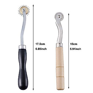 LUNARM 2 PCS Tracing Wheel - Professional Stitch Marking Spacer, 4mm and 2mm Leather Needle Point Tracing Wheel with Wooden Handle for Arts and Leather Crafts
