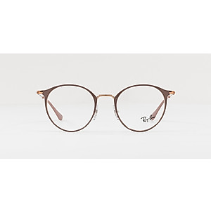 Ray-Ban Rx6378 Round Prescription Eyeglass Frames, Brown on Arista/Demo Lens, 49 mm