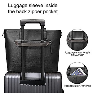 S-ZONE Women Genuine Leather Tote Bag Top Handle Satchel Shoulder Purse Large Handbag for Work Travel