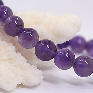 Natural A Grade Amethyst Gemstone 8mm Round Beads Stretch Bracelet 7 Inch Unisex