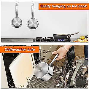 TeamFar 1qt & 2 qt Saucepan with Lid, Stainless Steel Tri-ply Small Cooking Pot Milk Pasta Sauce Pan with Ergonomic Handle, for Induction/Gas/Electric/Ceramic, Non-Toxic & Heavy Duty, Dishwasher Safe