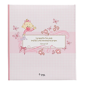 Christian Art Gifts Girl Baby Book of Memories Pink Keepsake Photo Album | Our Baby Girl Memory Book | Baby Book with Bible Verses, The First Year