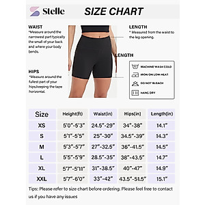 Stelle Womens High Waist Biker Cycling Fitness Gym Running Volleyball Workout Yoga Shorts (X-Large, 5'' Black)