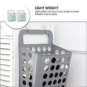 Hemoton 2pcs Hanging Plastic Laundry Basket Foldable Laundry Hamper Bag Collapsible Dirty Clothes Storage Container for College Dorm Bathroom Bedroom Random Color