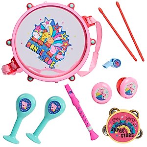 Peppa Pig Party Drum Set, 10-Pieces, 6 Musical Instruments, Pretend Play, Musical Education, Kids Toys for Ages 18 Month, Amazon Exclusive by Just Play