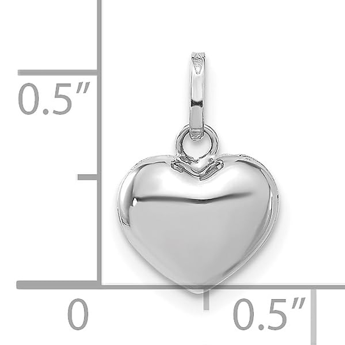 IceCarats 14K White Gold Heart Necklace Love Pendant Charm Only
