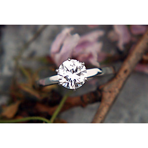 0.5 Ct Brilliant Round Cut Clear Simulated Diamond 14K White Gold Solitaire Engagement Promise Bridal Ring Size 3.5
